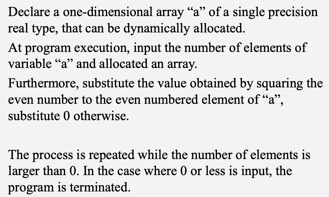 Solved Declare a one-dimensional array " a " of a single | Chegg.com