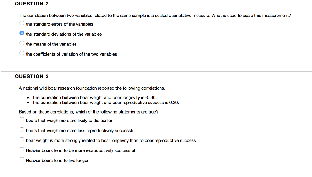 Solved QUESTION 2 The correlation between two variables | Chegg.com