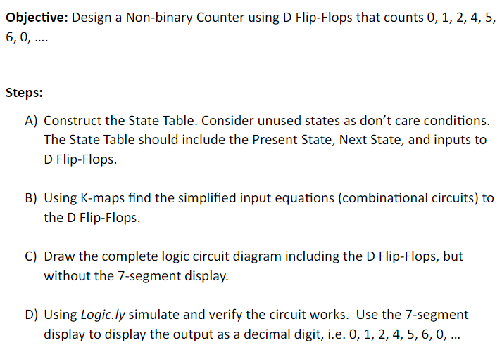 Objective: Design a Non-binary Counter using D | Chegg.com