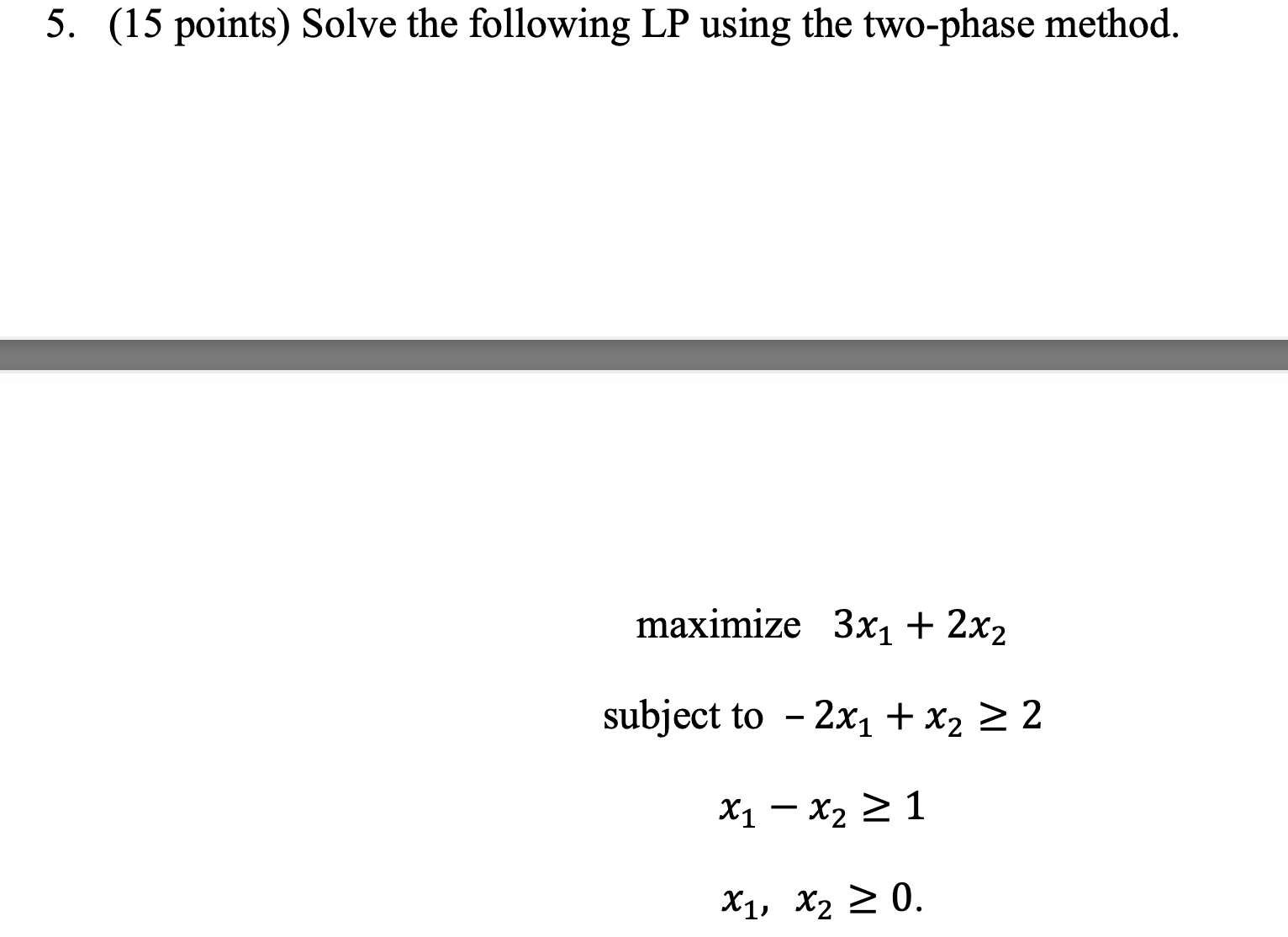 Solved (15 ﻿points) ﻿Solve the following LP ﻿using the | Chegg.com