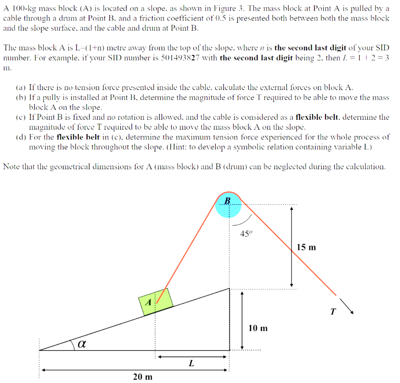 Solved A 10(0−kg mass block (A) is located on a slope. as | Chegg.com