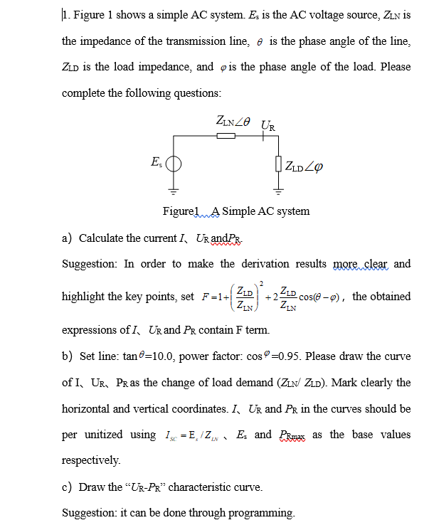 11. Figure 1 shows a simple AC system. Es is the AC | Chegg.com