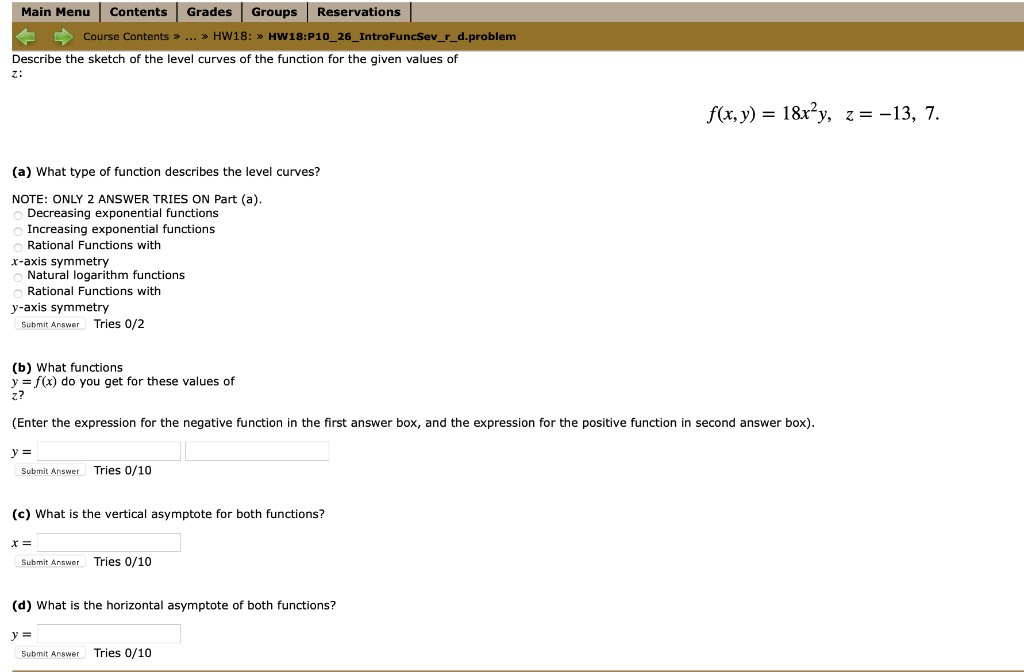 Solved Main Menu Contents Grades Groups Reservations Course | Chegg.com