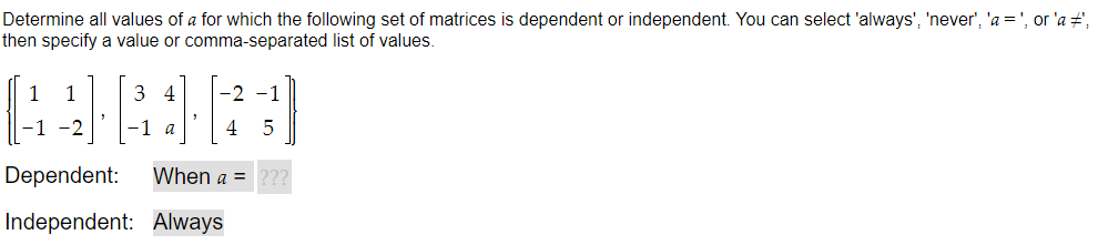 Solved Determine all values of a for which the following set | Chegg.com