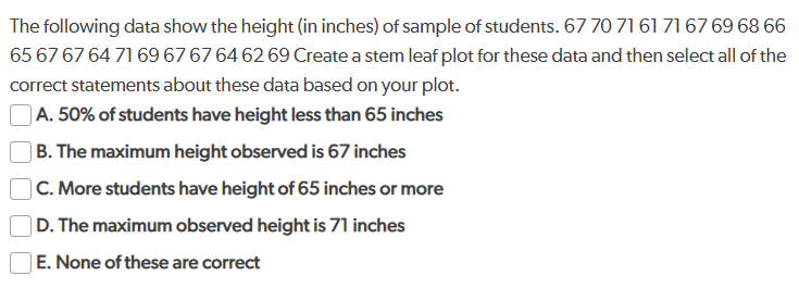 Solved The following data show the height (in inches) of | Chegg.com