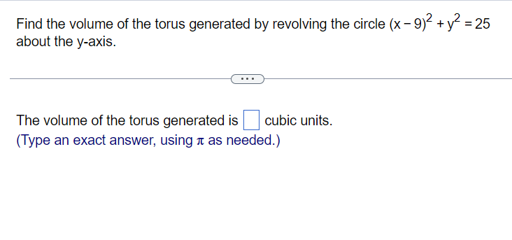 Solved Find the volume of the torus generated by revolving | Chegg.com