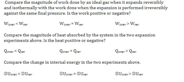 Solved Compare the magnitude of work done by an ideal gas | Chegg.com