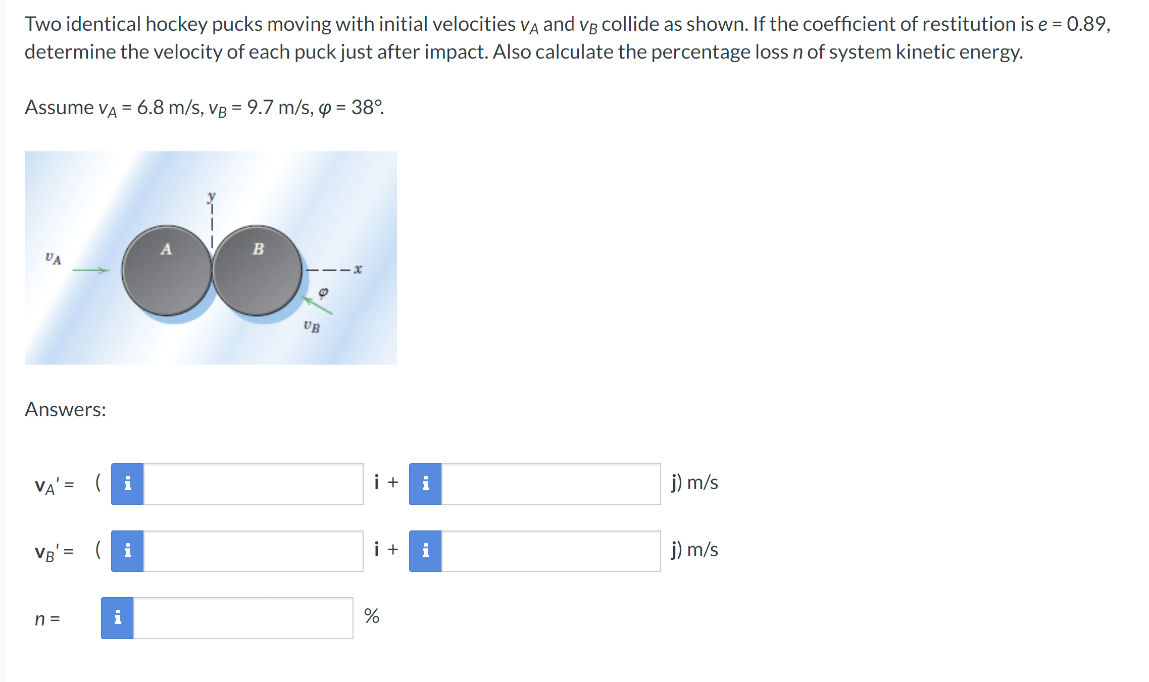 Solved Two identical hockey pucks moving with initial | Chegg.com