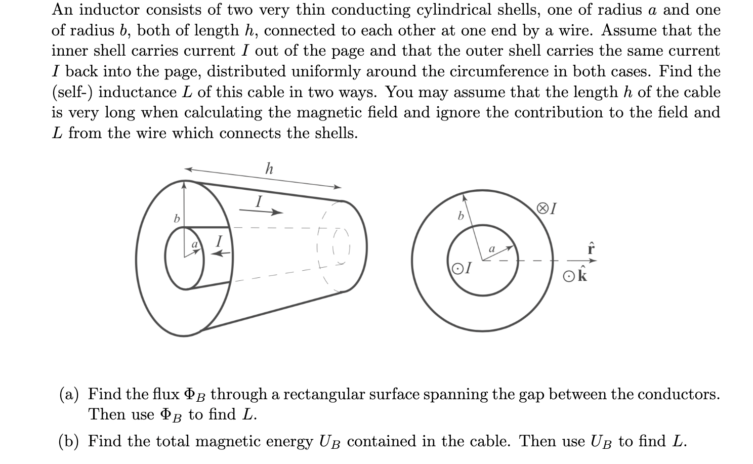 An inductor consists of two very thin conducting | Chegg.com