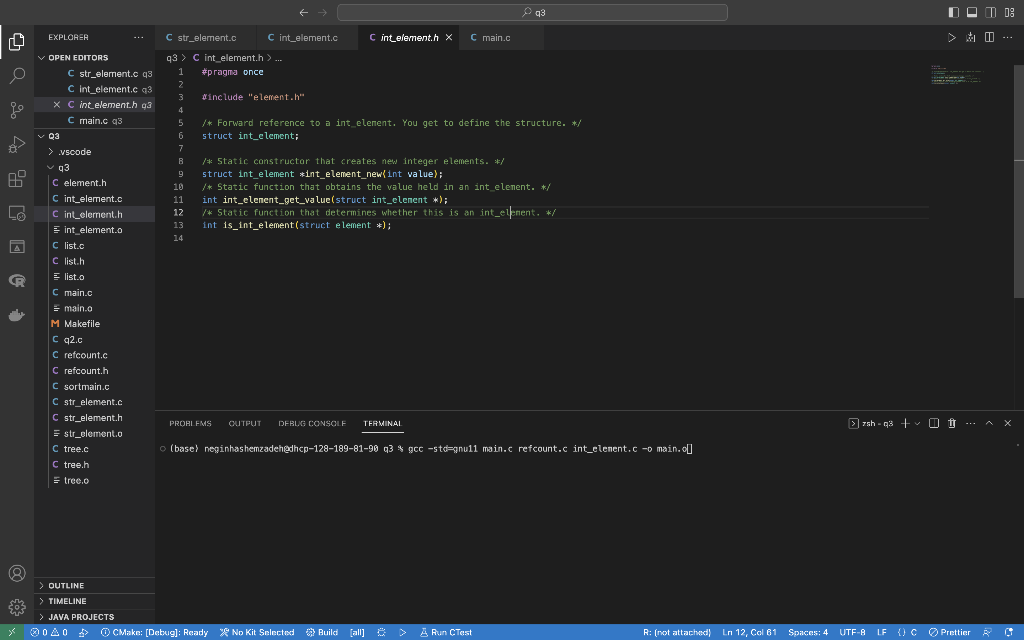 Solved element.h provides the interface for all elements - | Chegg.com