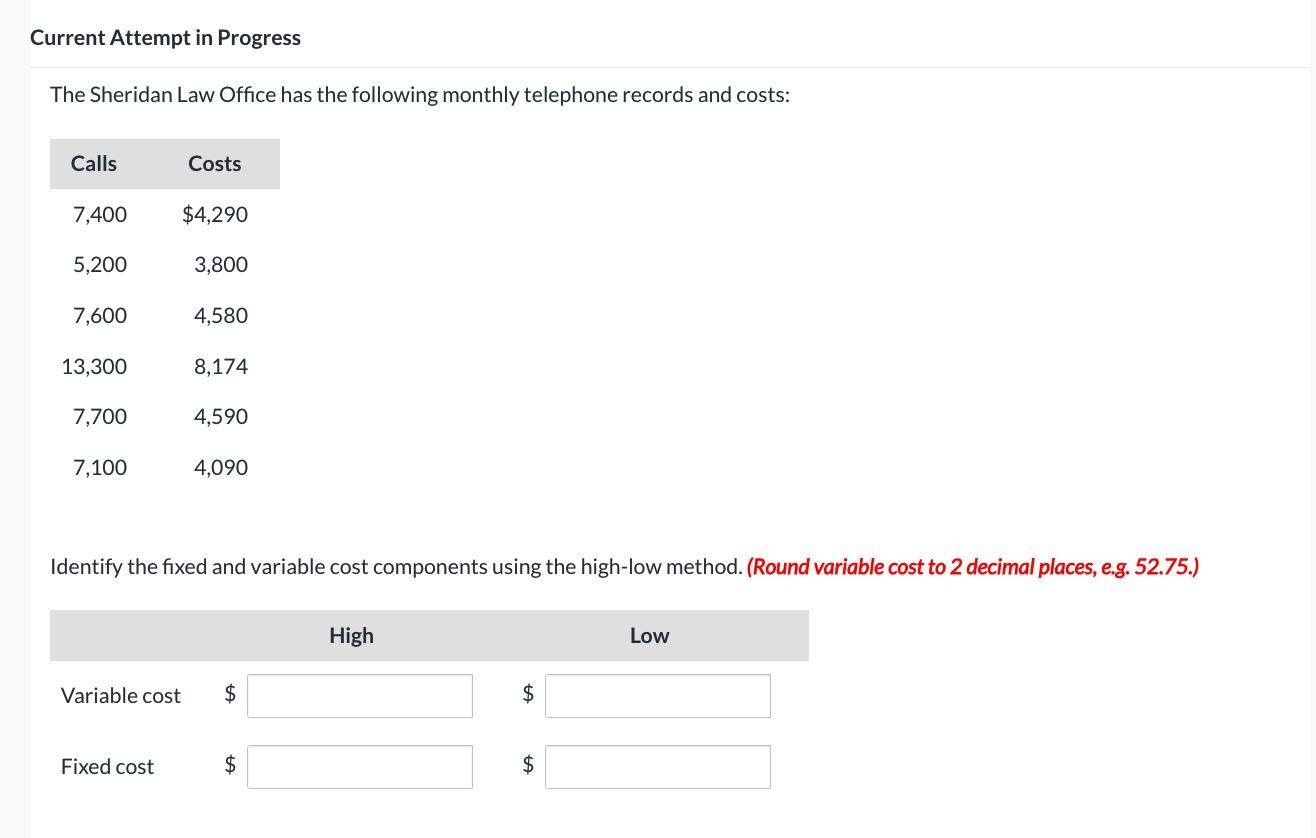Solved Current Attempt in ProgressThe Sheridan Law Office | Chegg.com