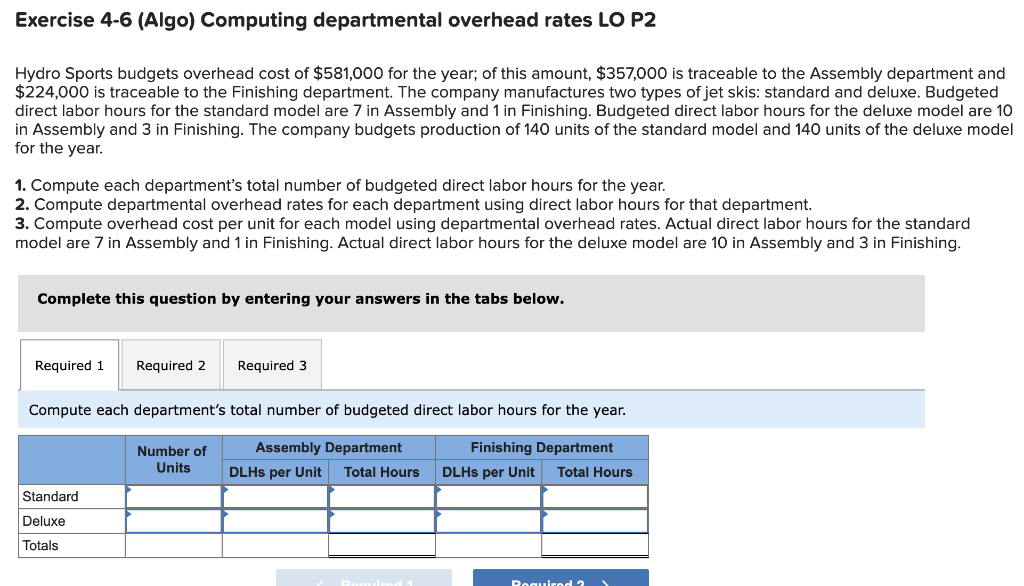 Solved Exercise 4-6 (Algo) Computing departmental overhead | Chegg.com