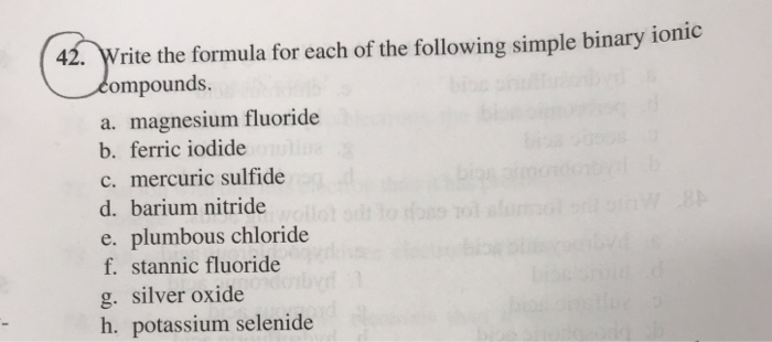 Solved 42 Write the formula for each of the following simple | Chegg.com