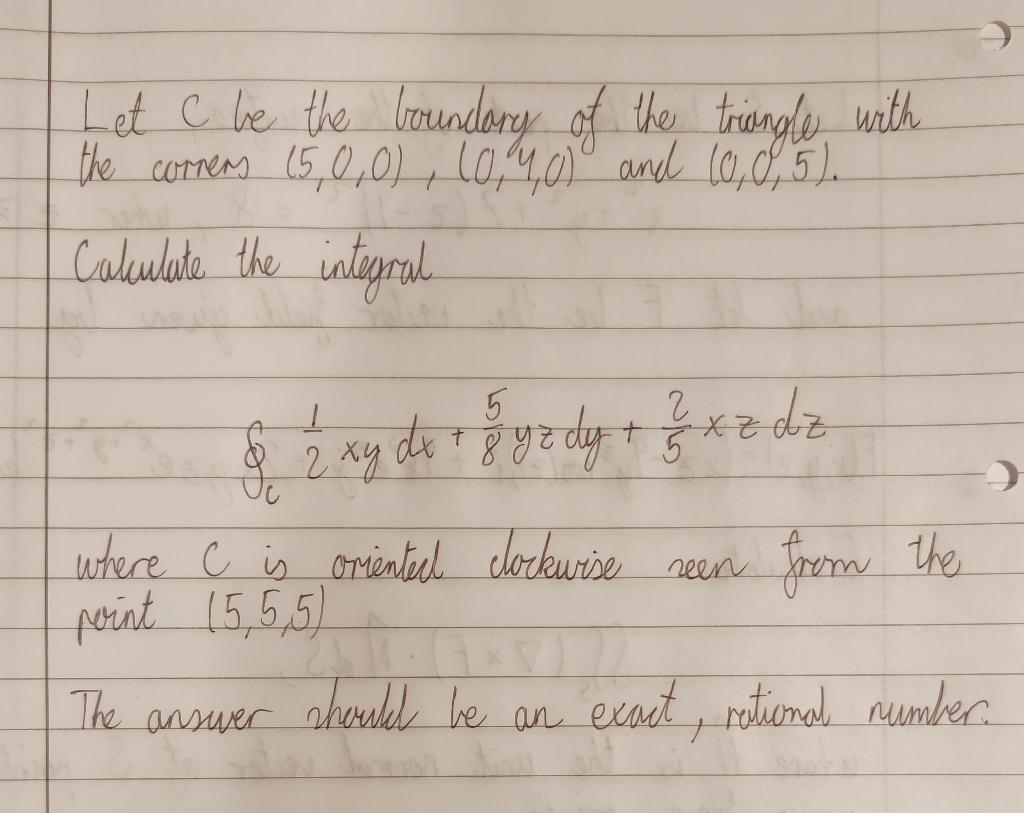 Solved Let c be the boundary of the triangle with the | Chegg.com