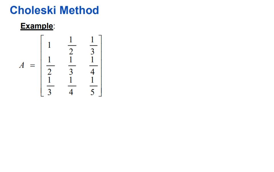 Solved WI-N-' Al-w-NI- Example: Choleski Method -IM-It-10 | Chegg.com