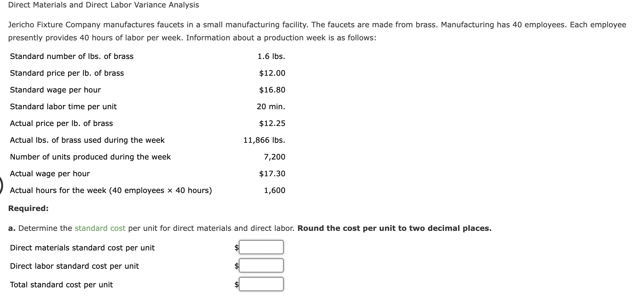 Solved Direct Materials and Direct Labor Variance Analysis | Chegg.com