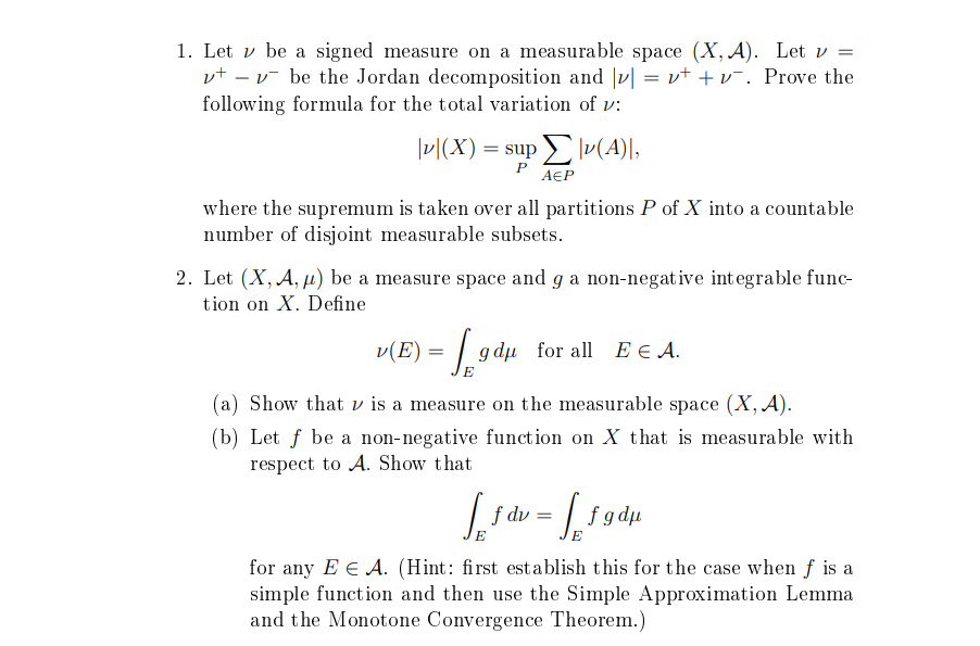 Solved Let u ﻿ be a signed measure on a measurable space | Chegg.com