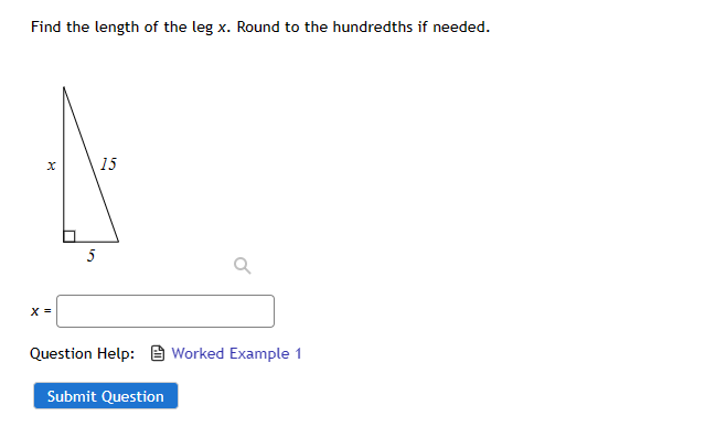 Solved Find the length of the leg x. ﻿Round to the | Chegg.com