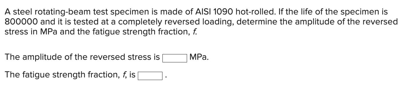 Solved A steel rotating-beam test specimen is made of AISI | Chegg.com