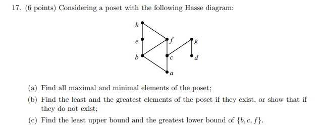 Solved 17. (6 points) Considering a poset with the following | Chegg.com