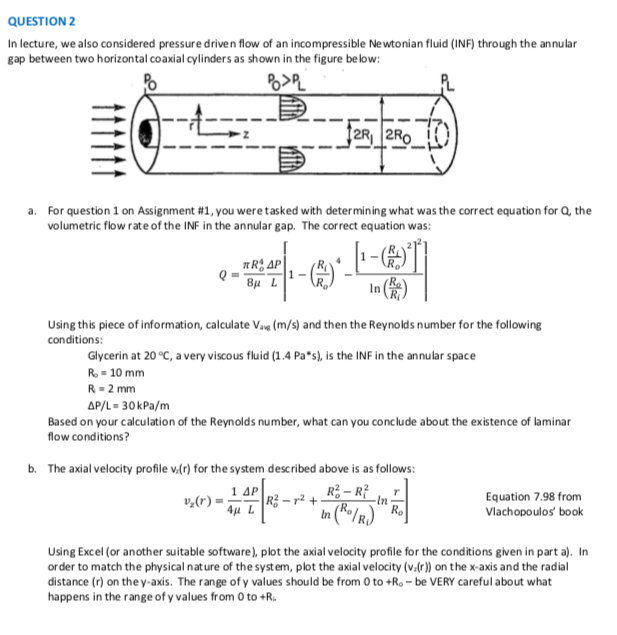 Solved In lecture, we also considered pressure driven flow | Chegg.com