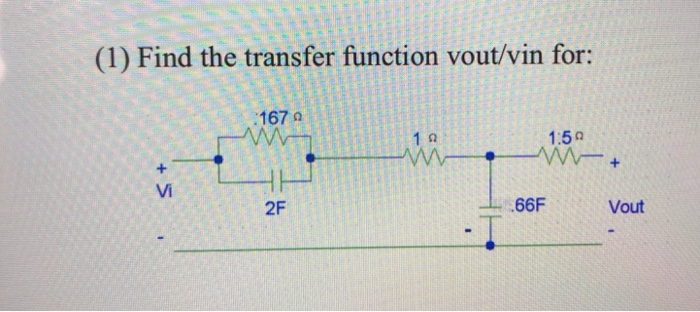 Solved (1) Find the transfer function vout/vin for: :167 Ω | Chegg.com