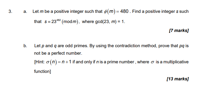 Solved a. Let m be a positive integer such that ϕ(m)=480. | Chegg.com