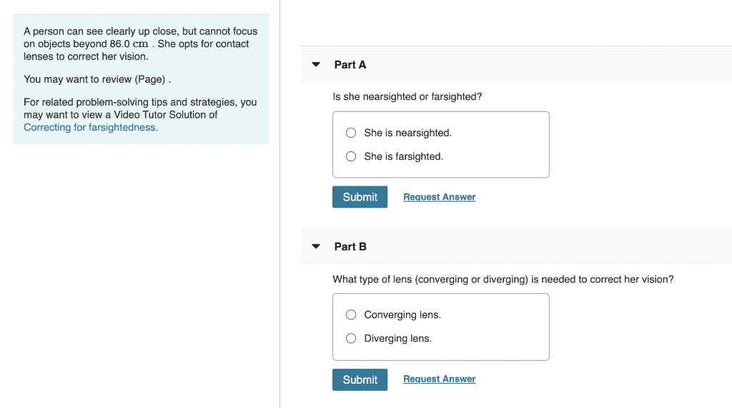 Solved A person can see clearly up close, but cannot focus | Chegg.com