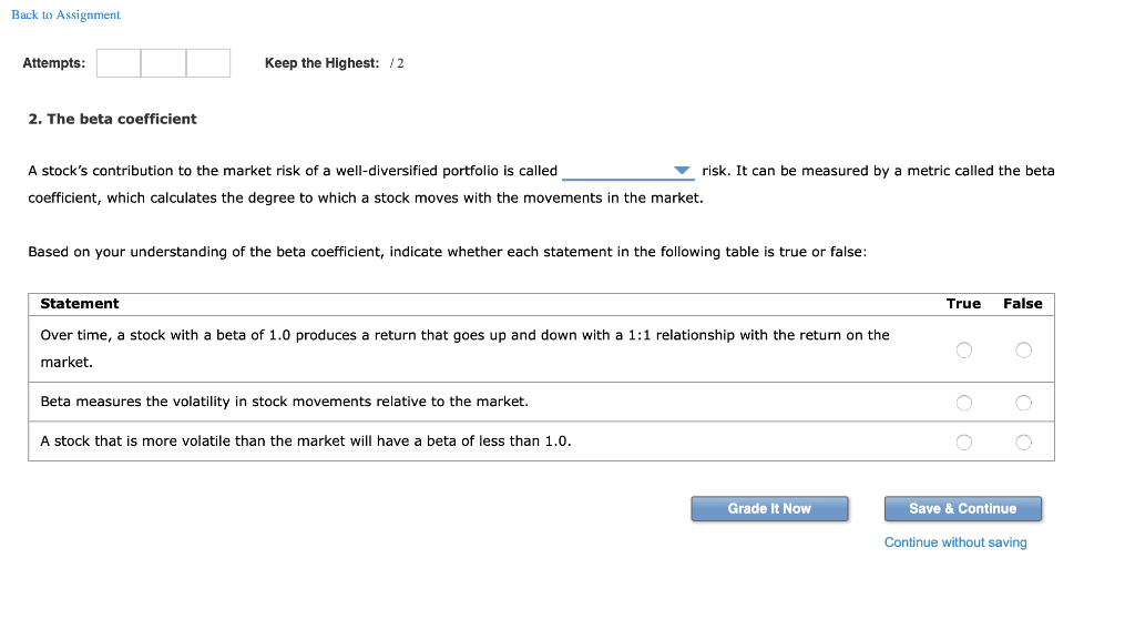 Solved Back to Assignment Attempts: Keep the Highest: /2 2. | Chegg.com