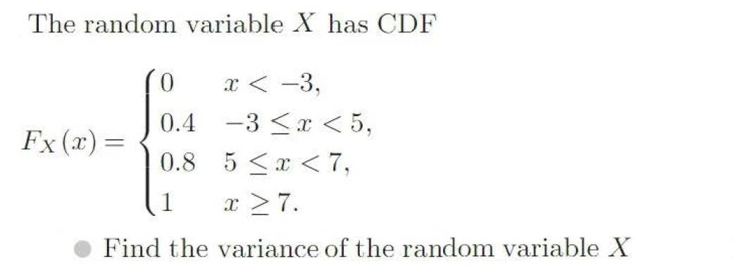 Solved The random variable X has CDF 0 x