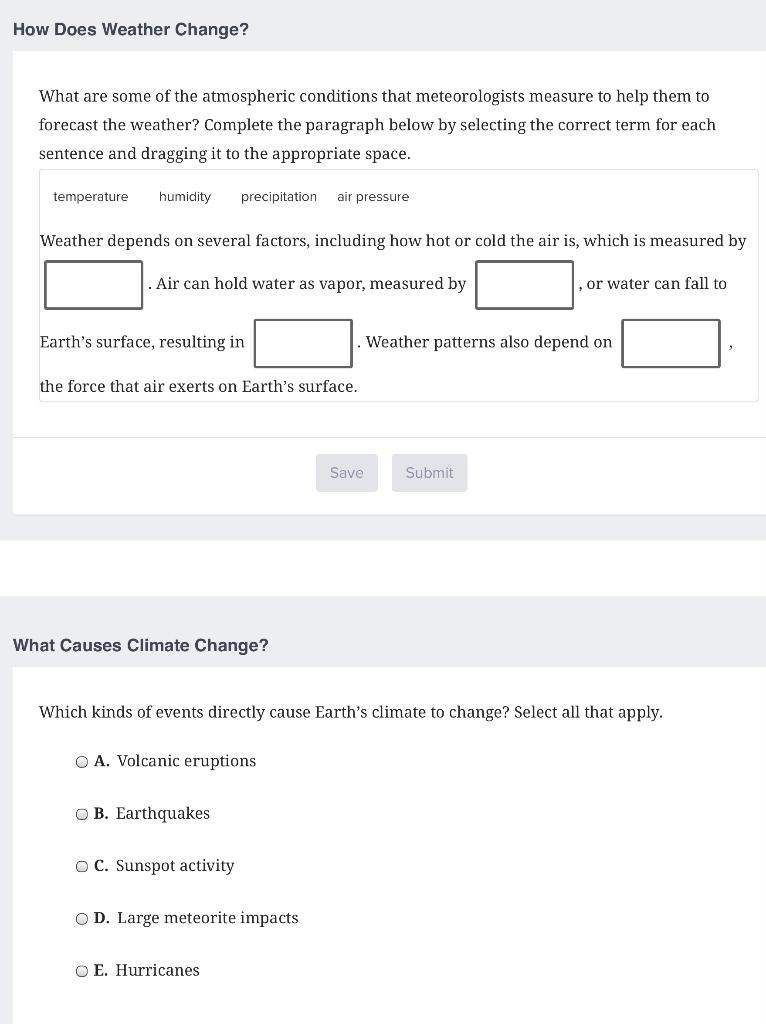 Solved How Does Weather Change? What are some of the | Chegg.com