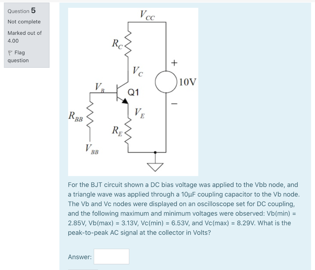 Solved Question 5 Voc Not complete Marked out of 4.00 Rc | Chegg.com