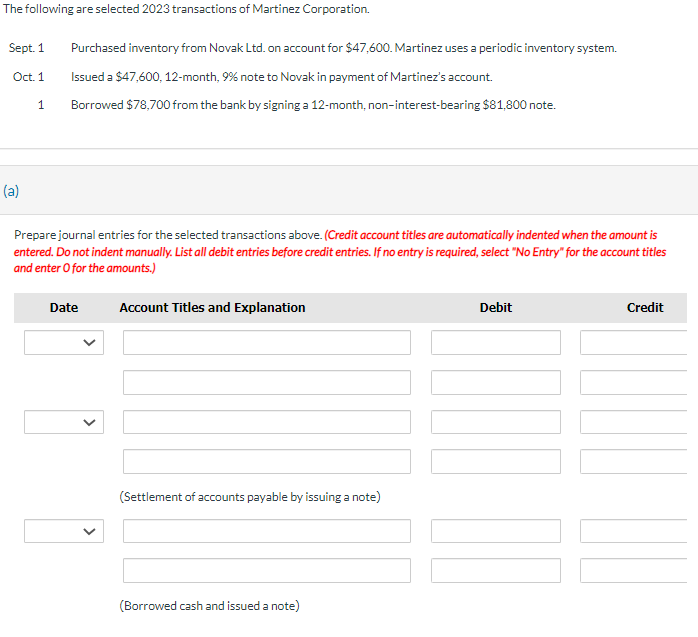Solved The following are selected 2023 transactions of | Chegg.com