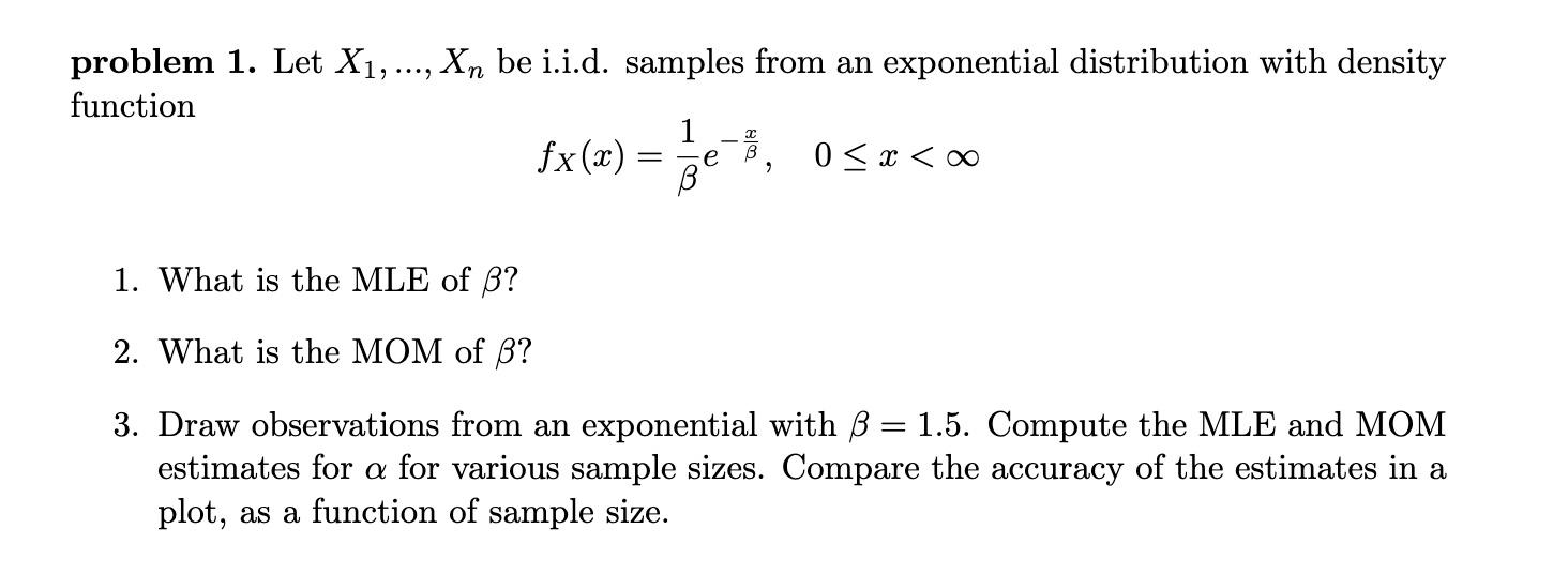 Solved problem 1. Let X1,…,Xn be i.i.d. samples from an | Chegg.com