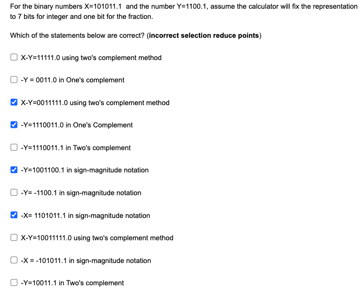 Solved For the binary numbers X=101011.1 and the number | Chegg.com