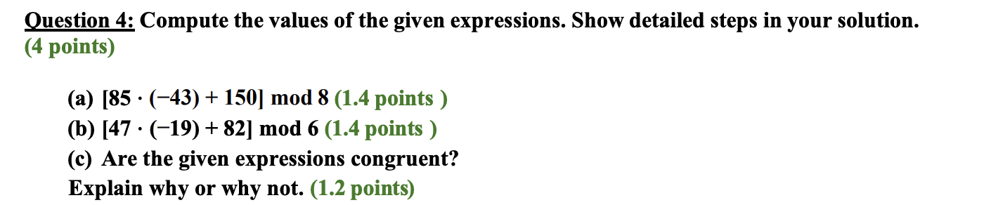 Solved Compute the values of ﻿the given expressions. Show | Chegg.com