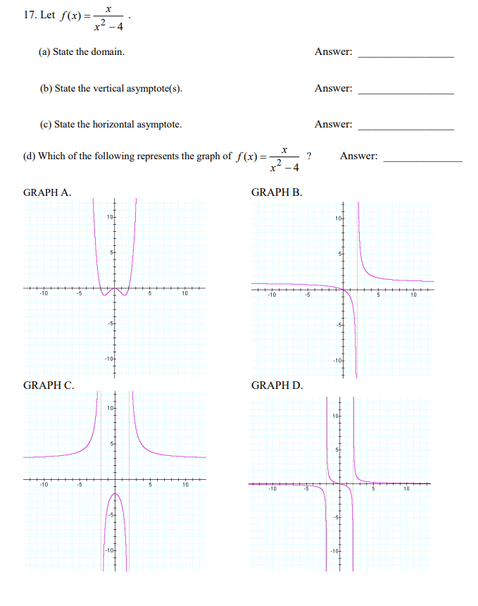 Solved 17. Let f(x)=x2−4x (a) State the domain. Answer: (b) | Chegg.com