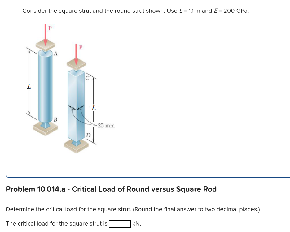 Solved Consider the square strut and the round strut shown. | Chegg.com