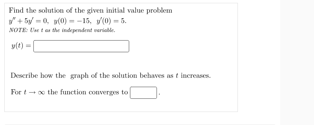 Solved Find the solution of the given initial value problem | Chegg.com