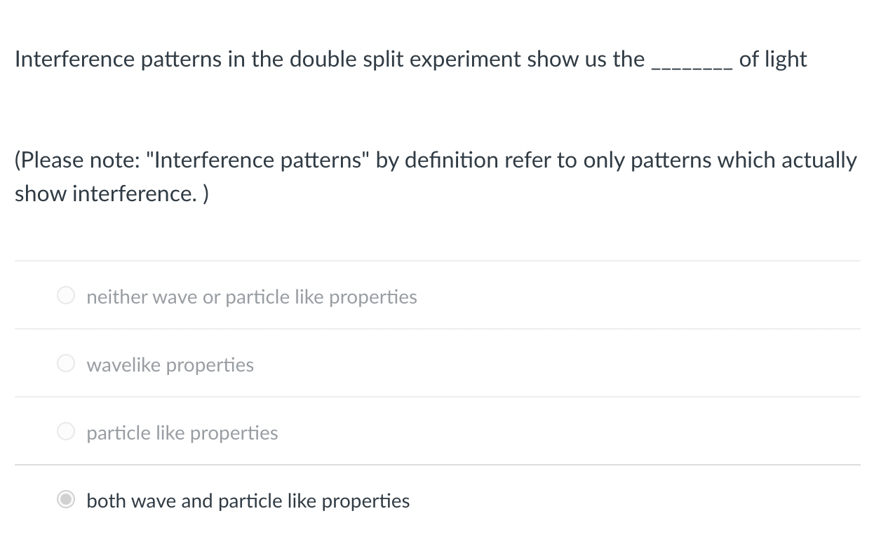 Solved Interference patterns in the double split experiment | Chegg.com