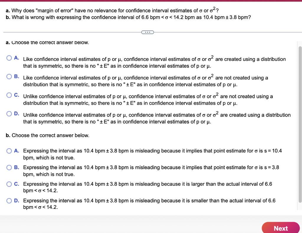 Solved a. Why does "margin of error" have no relevance for | Chegg.com