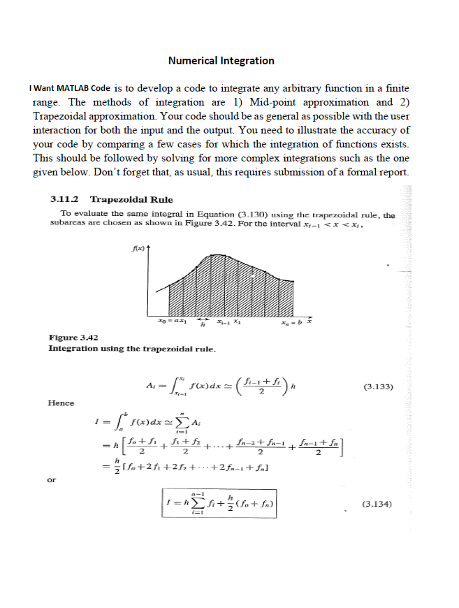Solved I want MATLAB code to integrate any arbitrary | Chegg.com