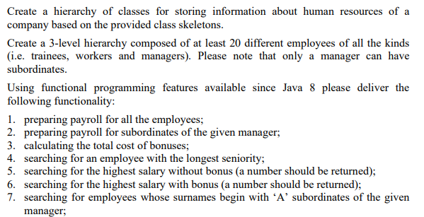 Solved Create a hierarchy of classes for storing information | Chegg.com