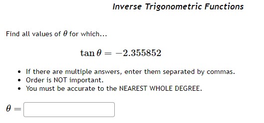 Solved Inverse Trigonometric Functions Find all values of θ | Chegg.com