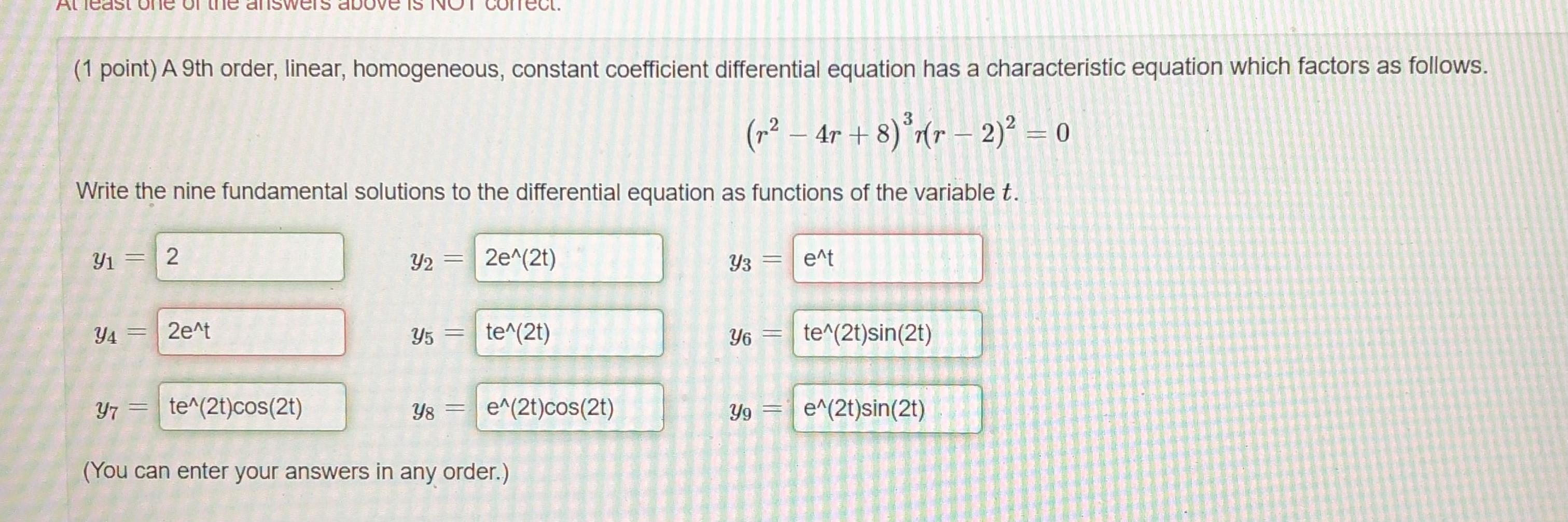 Solved Al 1 Point A 9th Order Linear Homogeneous