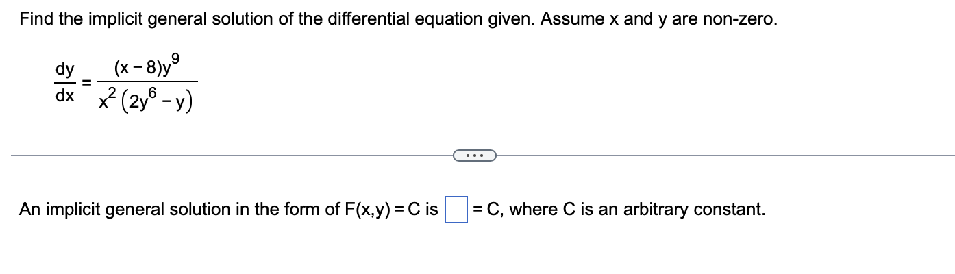 Solved Find the implicit general solution of the | Chegg.com