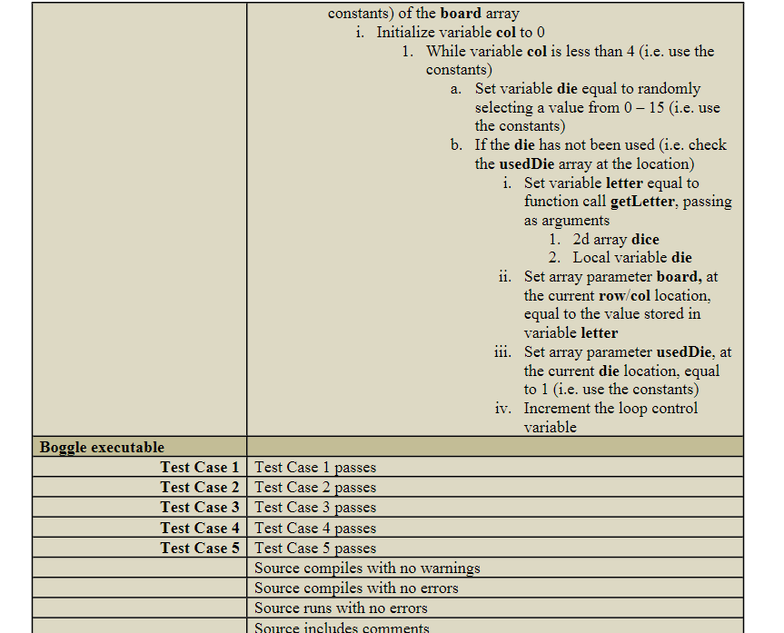 Solved Roll Dice function add on for my Boggle Board in C | Chegg.com