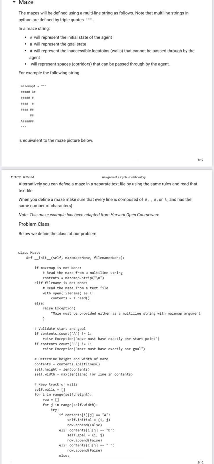 Solved Maze The mazes will be defined using a multi-line | Chegg.com