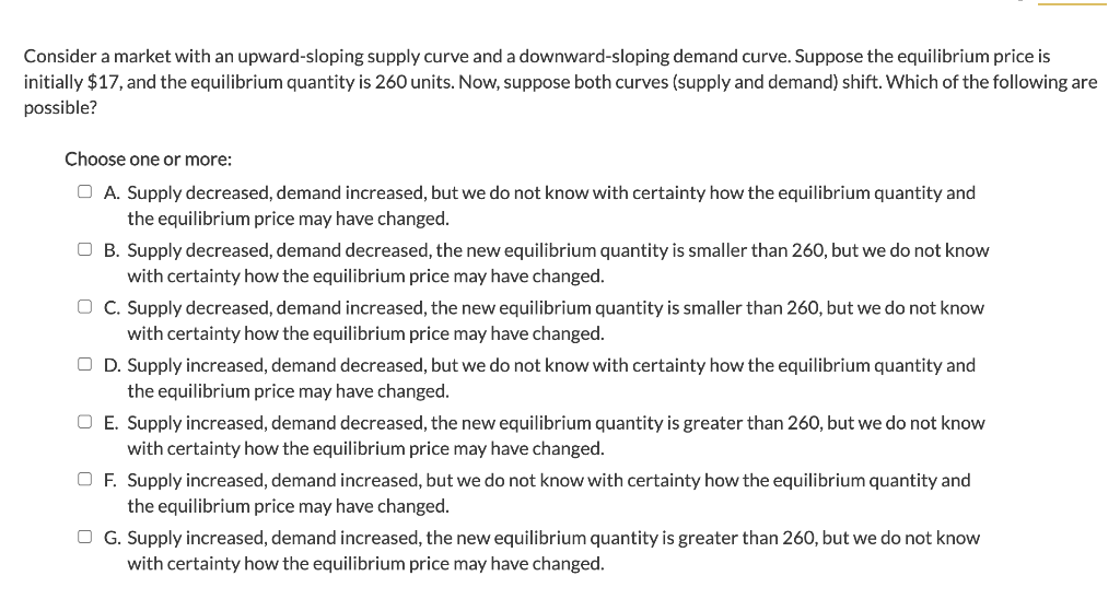Solved Consider a market with an upward-sloping supply curve | Chegg.com