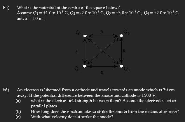 Solved F5) ﻿What is the potential at the centre of the | Chegg.com